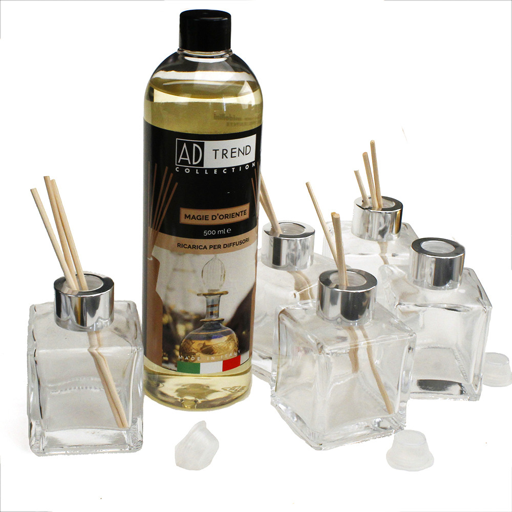 DLM - Kit 5 pz Profumatore in Vetro con Ricarica Profumo Essenza Magie ...