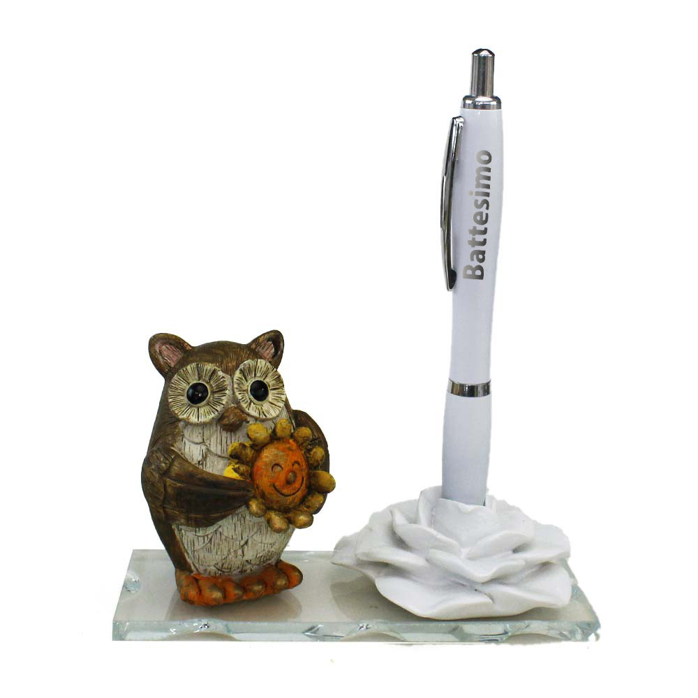 DLM - PortaPenne in Vetro e Fiore in Resina con Animali Animaletti ...