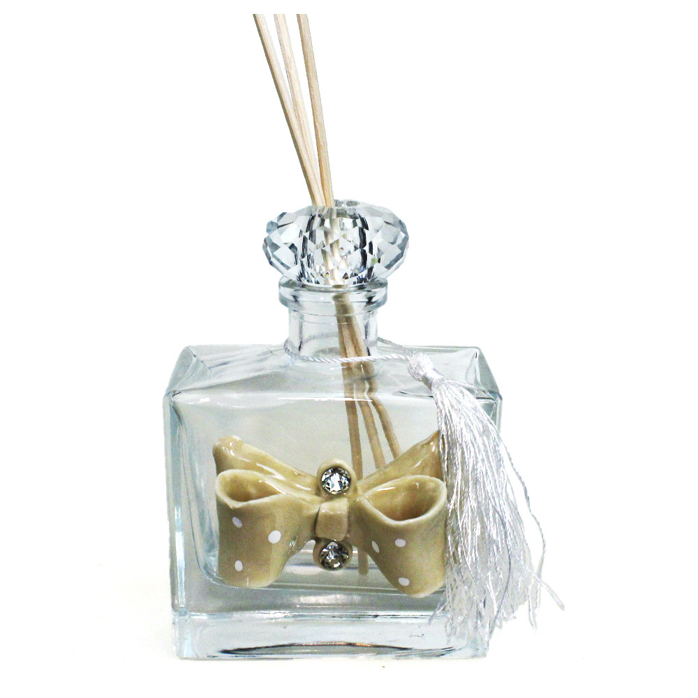 DLM - Profumatore in Cristallo con Fiocco Pois Azzurro Colorato in ...