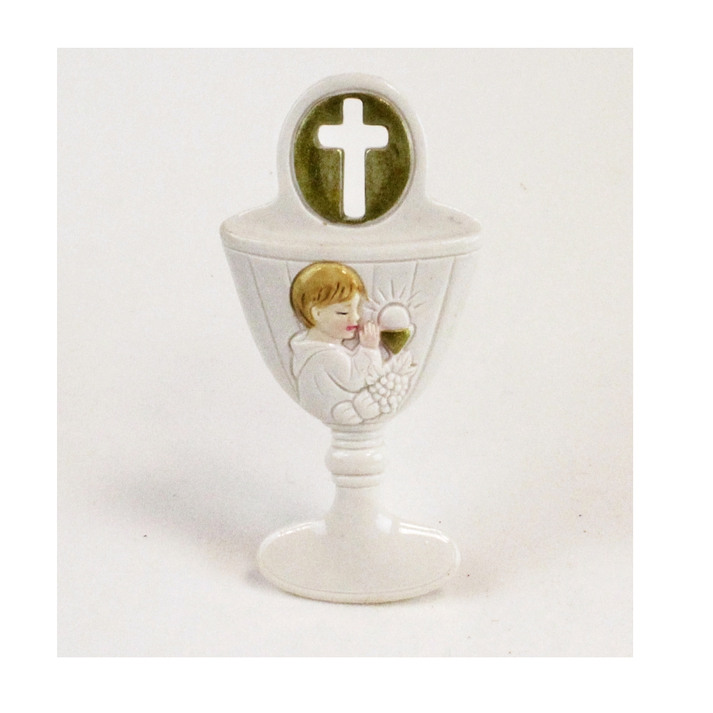 DLM - Icona Calice Comunione con Crocifisso in resina Bambino in preghiera