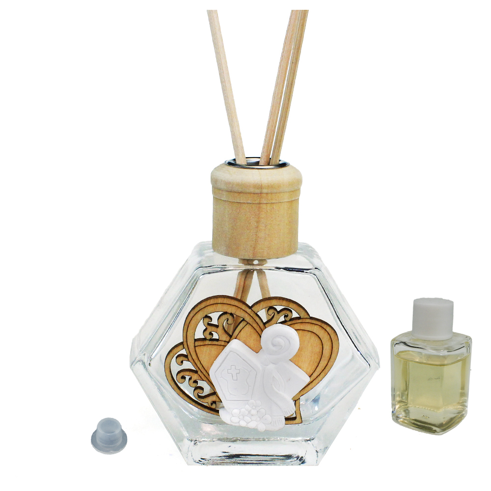 DLM - Profumatore Esagonale in Vetro con Cuore in Legno e Gessetto per ...