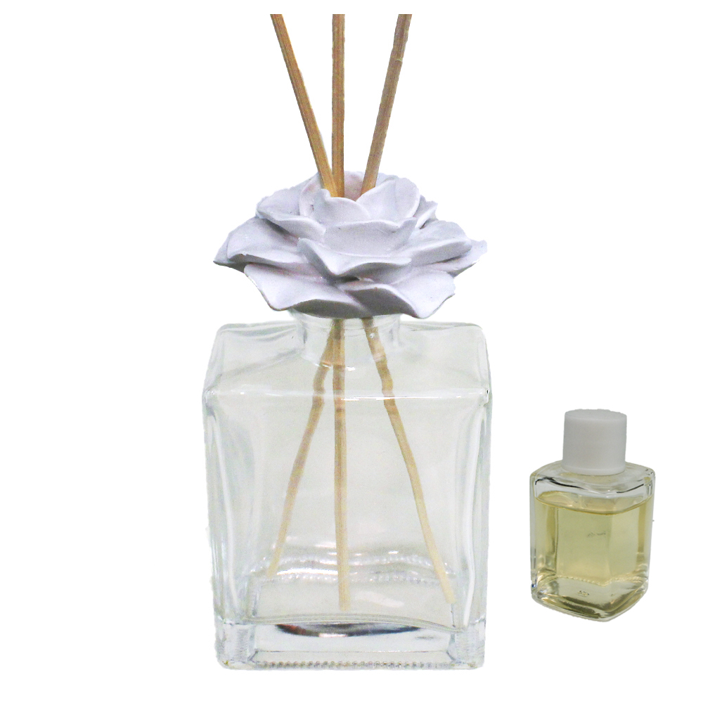 DLM - Profumatore in Vetro con Rosa Fiore Diffusore per Ambienti ...